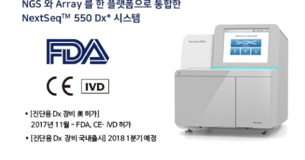 일루미나 고용량 NGS분석기, 'NextSeq 550Dx' FDA 승인