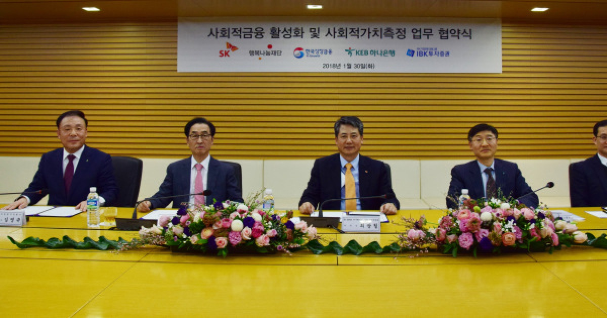 IBK투자증권, SK·하나은행 등과 사회적 금융 활성화 MOU