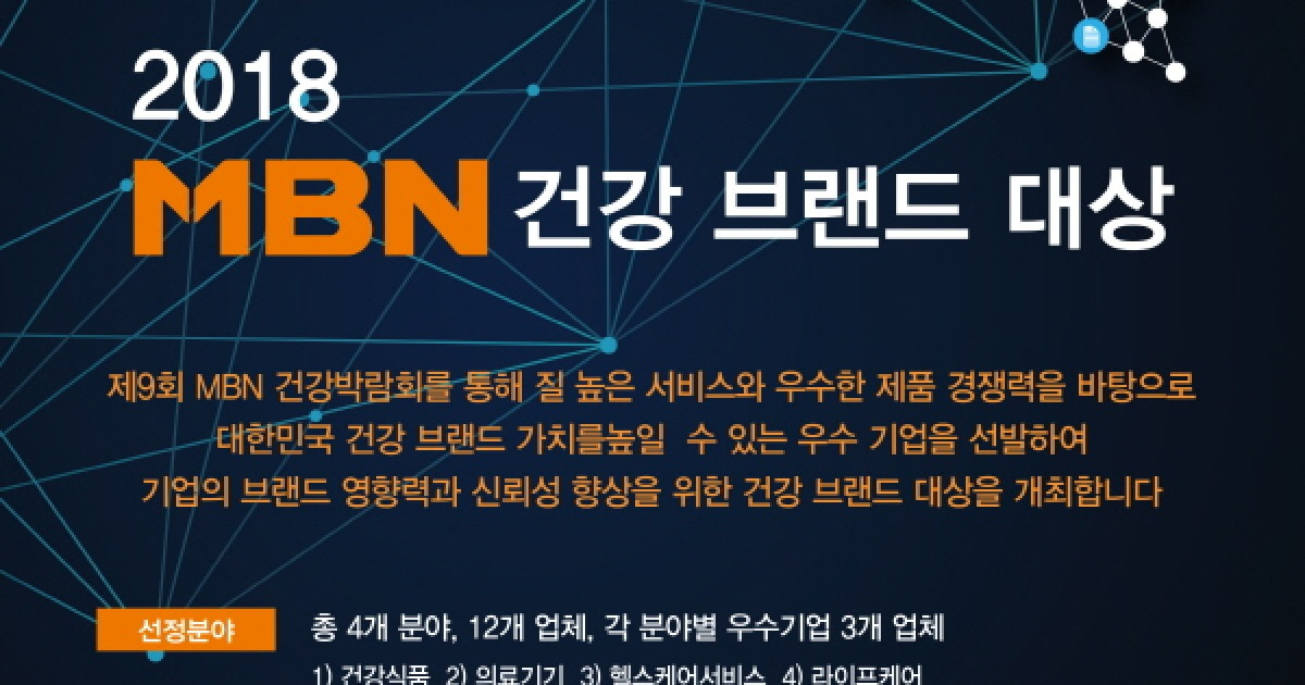 [MBN건강박람회2018]국내 대표 건강친화 제품을 찾아라.. MBN 건강브랜드 대상 공모전 개최