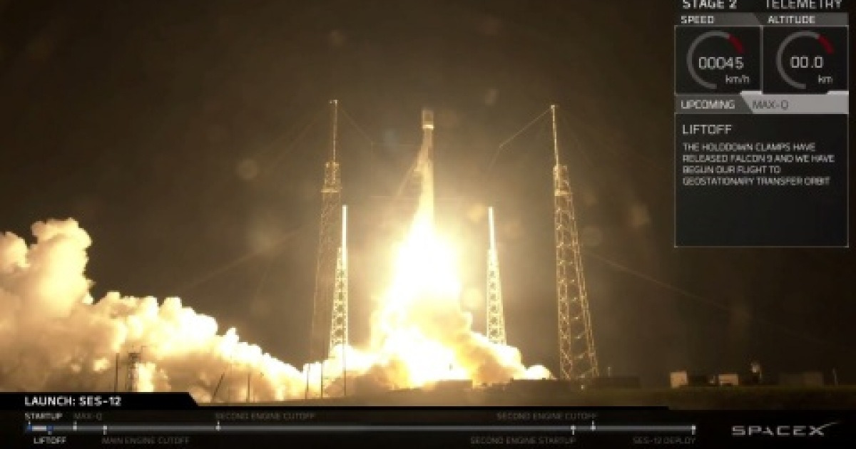 SES-12 Roars into Space On-Board SpaceX Falcon 9 Rocket
