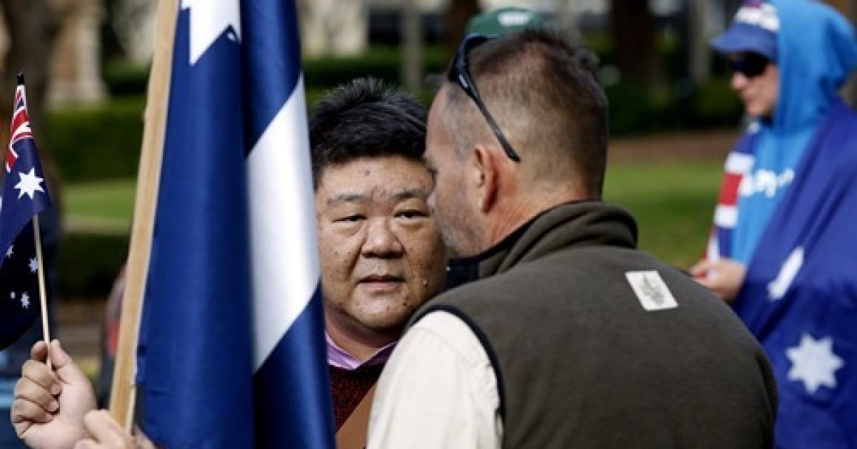 AUSTRALIA PROTEST TRUE BLUE CREW AUSSIE PRIDE MARCH
