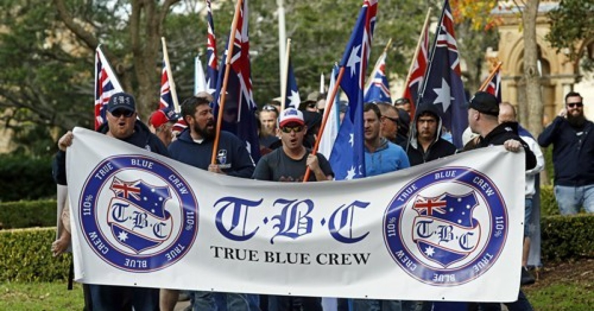 AUSTRALIA PROTEST TRUE BLUE CREW AUSSIE PRIDE MARCH
