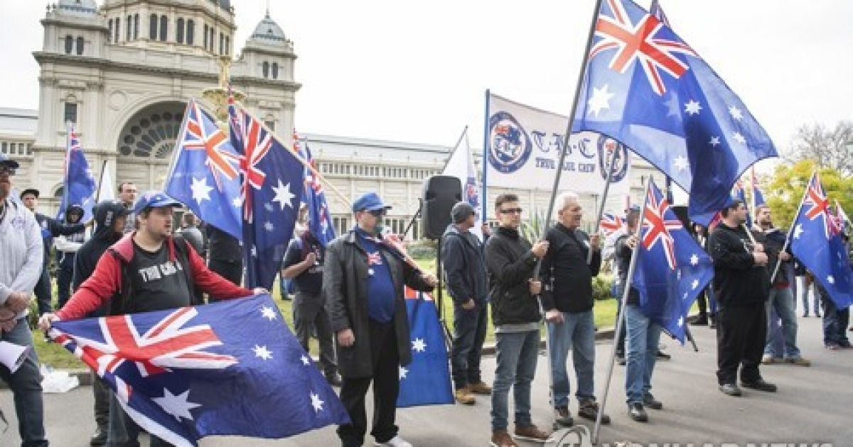 AUSTRALIA PROTEST TRUE BLUE CREW AUSSIE PRIDE MARCH