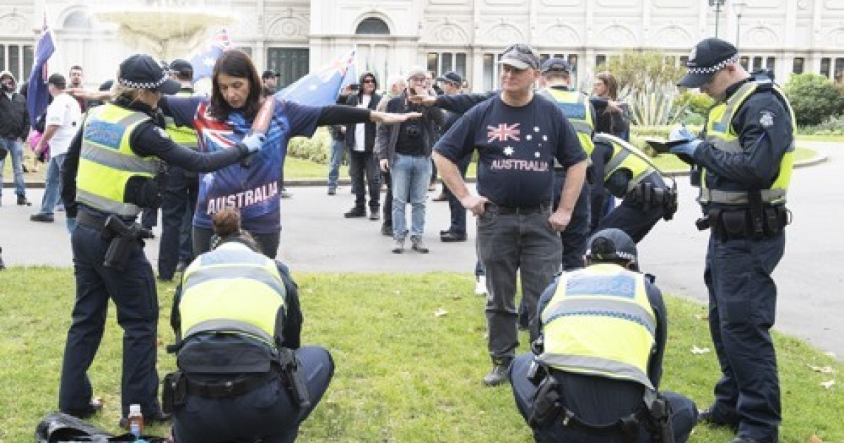AUSTRALIA PROTEST TRUE BLUE CREW AUSSIE PRIDE MARCH