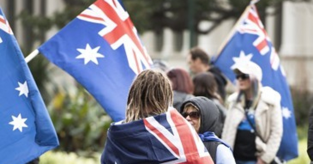 AUSTRALIA PROTEST TRUE BLUE CREW AUSSIE PRIDE MARCH