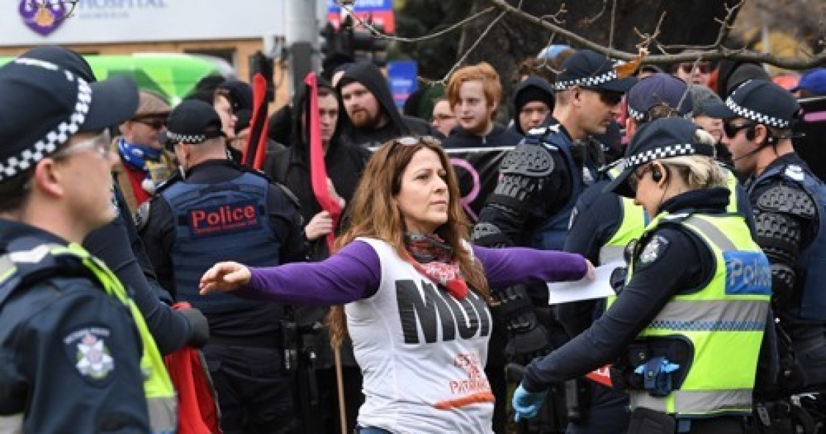 AUSTRALIA PROTEST TRUE BLUE CREW AUSSIE PRIDE MARCH