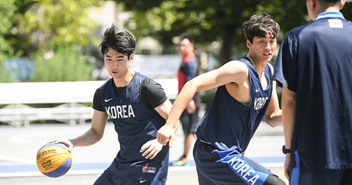[JB포토] 코트훈련 진행하는 3X3 대표팀 김낙현-양홍석