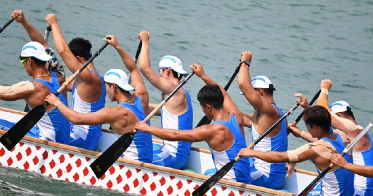 [AG] 남북 단일팀, 카누 남자 용선 1000m 동메달 획득