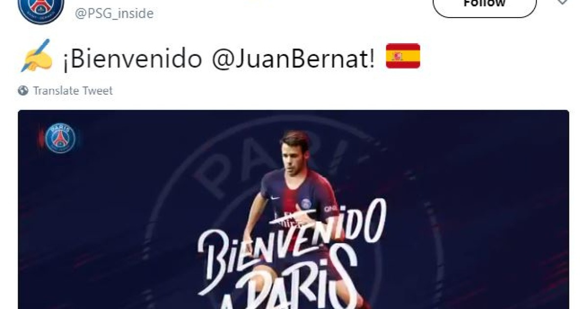 [오피셜] PSG, 뮌헨 LB 베르나트 영입 공식 발표