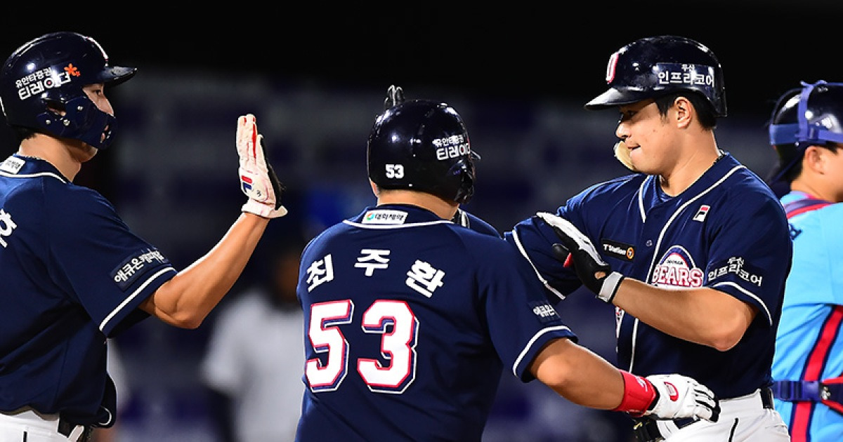 김재환 'KBO 최초 3년 연속 300루타 달성'[포토]