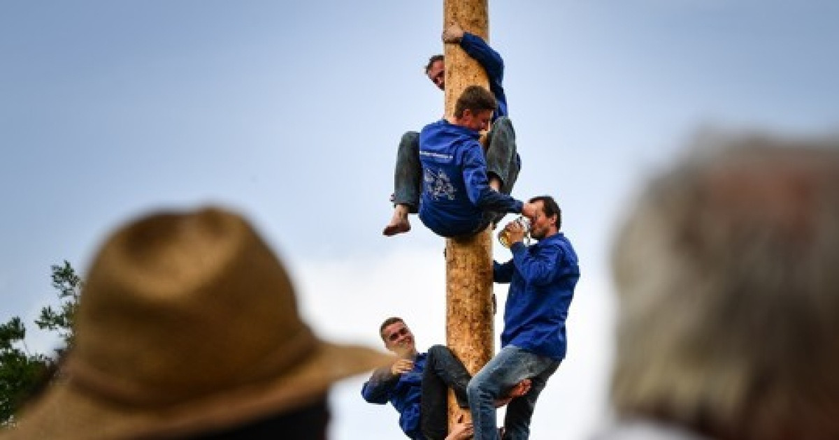 GERMANY PHOTO SET MAYPOLE CLIMBING