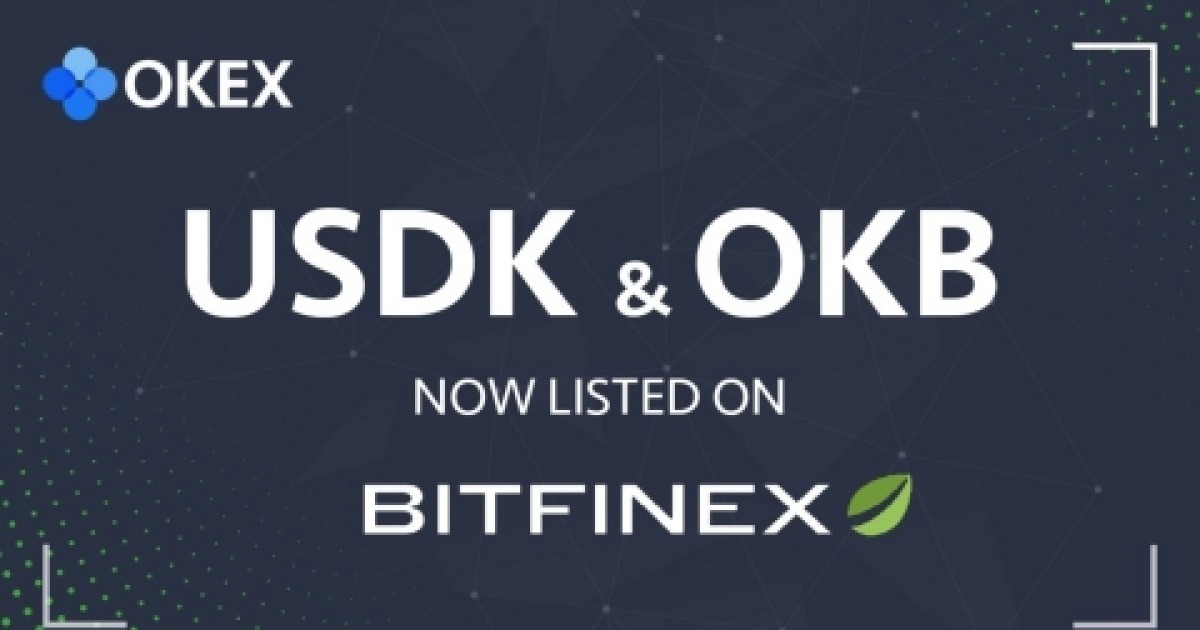 OKex의 고유 토큰 OKB와 OKLink의 스테이블코인 USDK, 비트파이넥스 상장