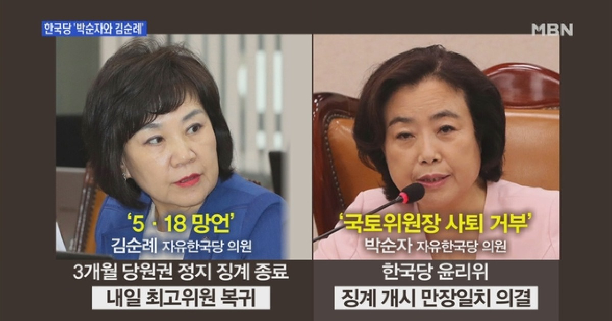 [MBN 뉴스앤이슈] 징계위 올라간 박순자 vs '5·18 망언' 김순례 복귀