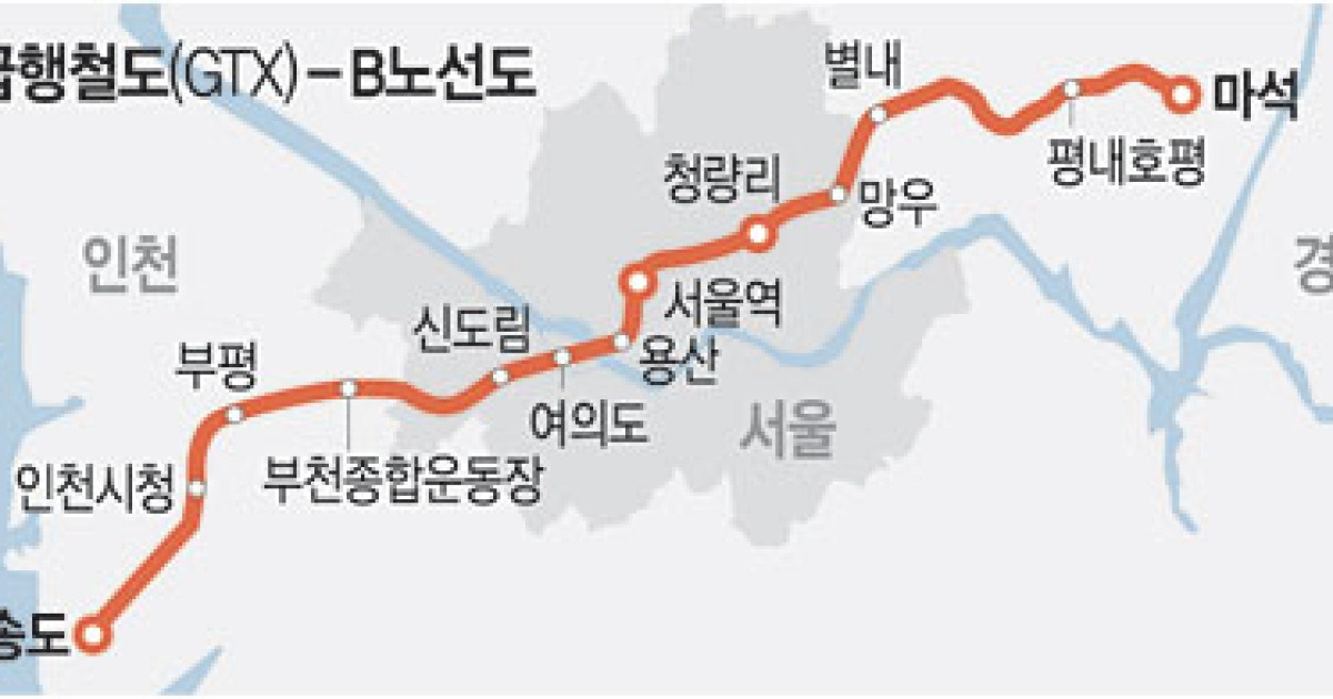 송도~마석 GTX-B 노선 '예타' 통과