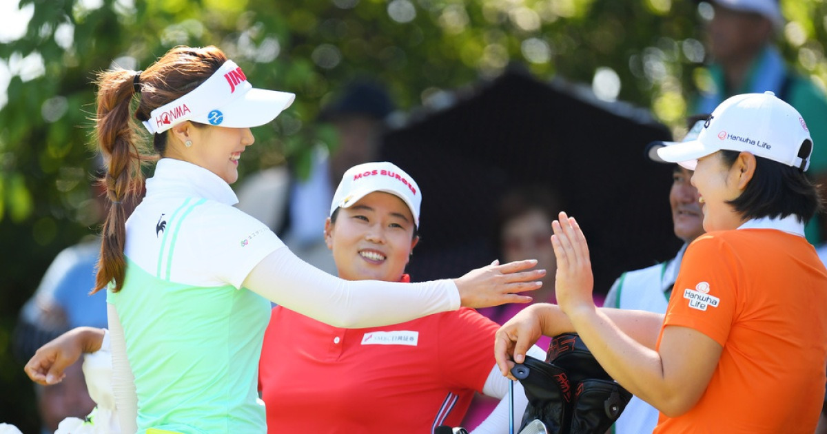 김하늘, 이민영과 환하게 웃는 안선주 'JLPGA 챔피언십' [포토엔]