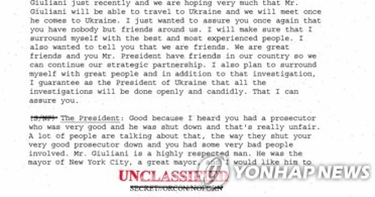 USA UKRAINE PHONE CALL TRANSCRIPT