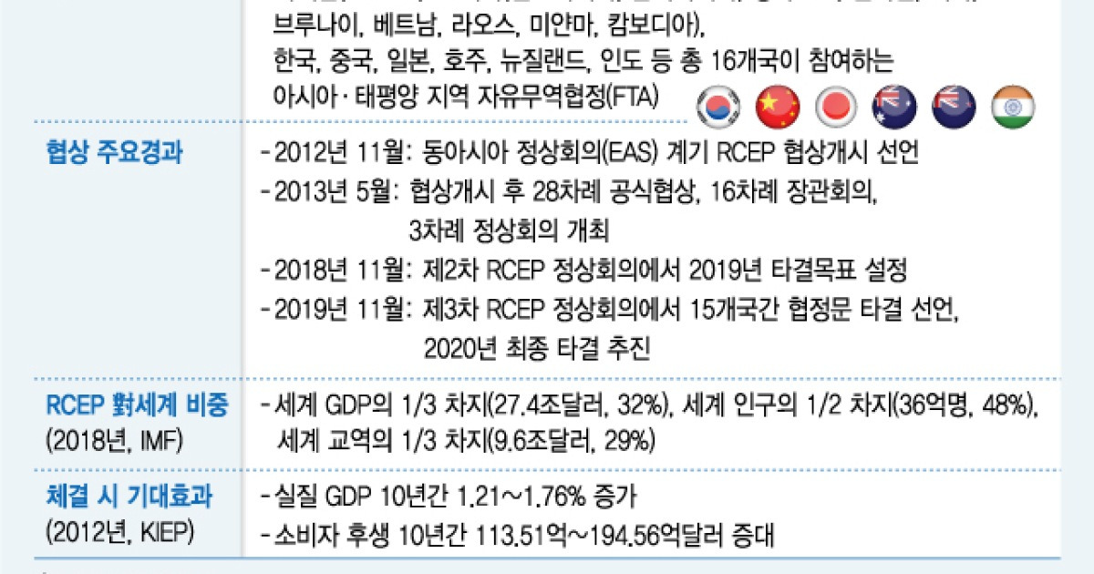 세계최대 FTA 'RCEP' 협정문 타결.."우리기업에 새 시장"