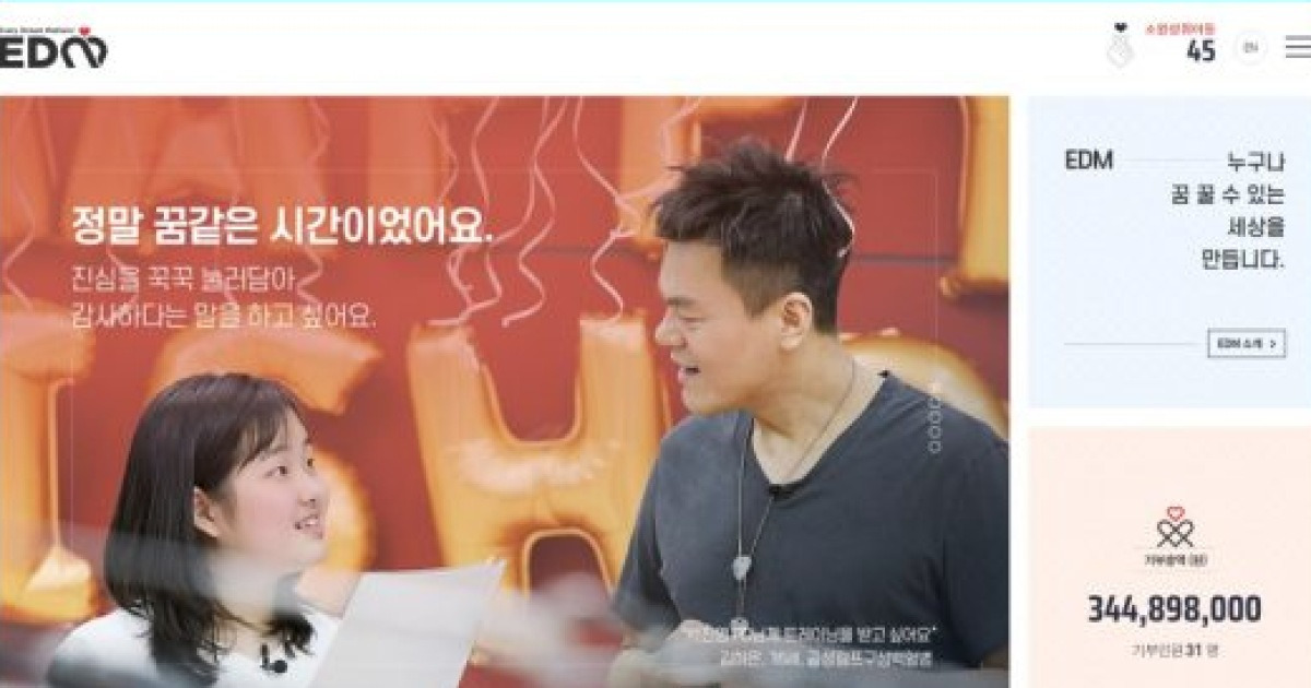 JYP엔터테인먼트, 기부 사이트 'JYP_EDM위시' 오픈