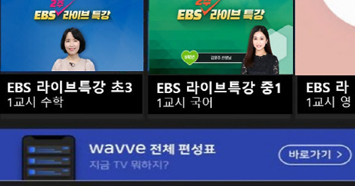 OTT 웨이브·시즌서도 EBS 라이브 특강 본다