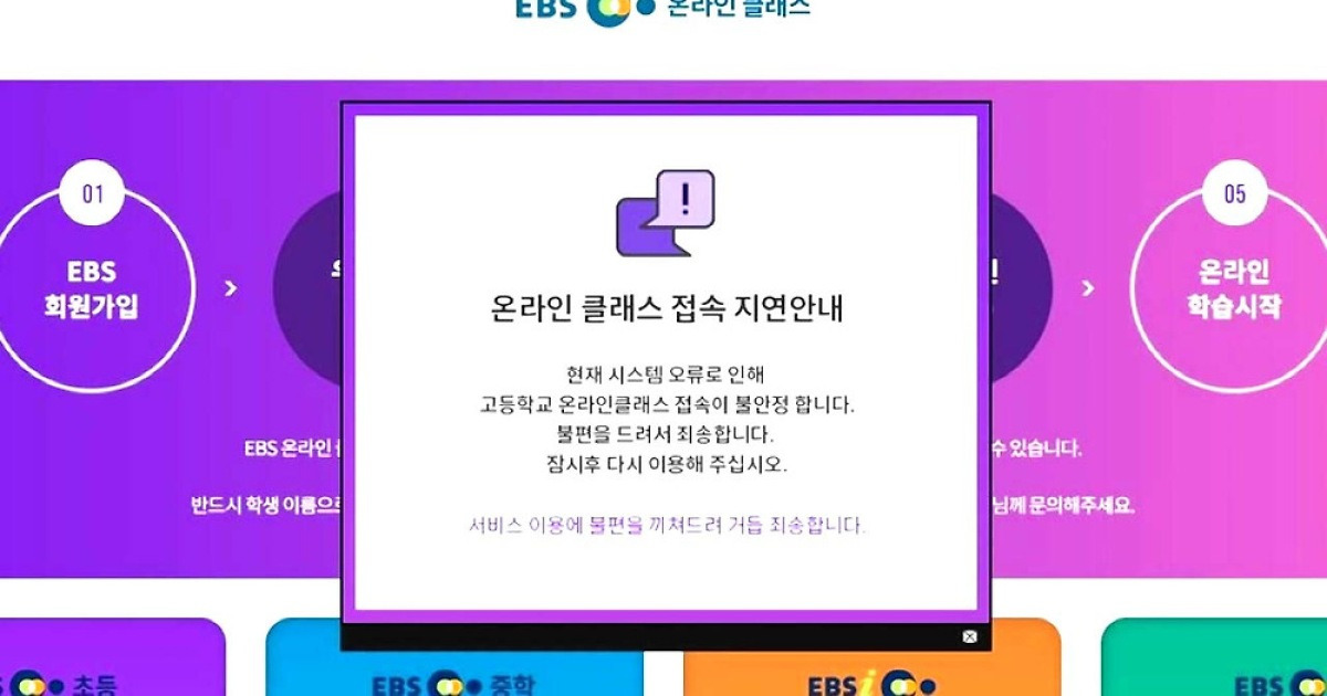 EBS·e학습터 원격수업 오류 잇따라.."2차 온라인개학 불안하다"