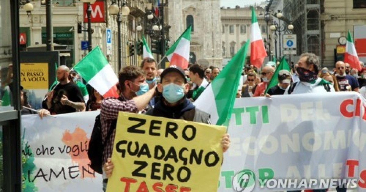ITALY PROTEST ECONOMY PANDEMIC CORONAVIRUS COVID19