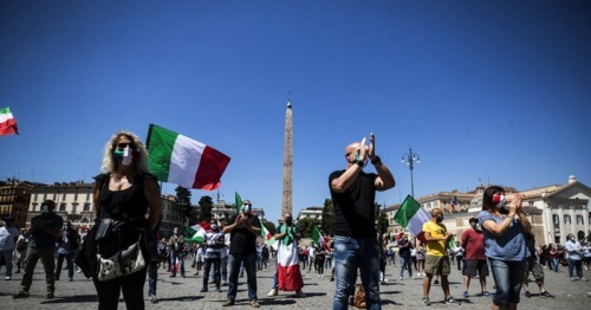 ITALY PROTEST PANDEMIC CORONAVIRUS COVID-19