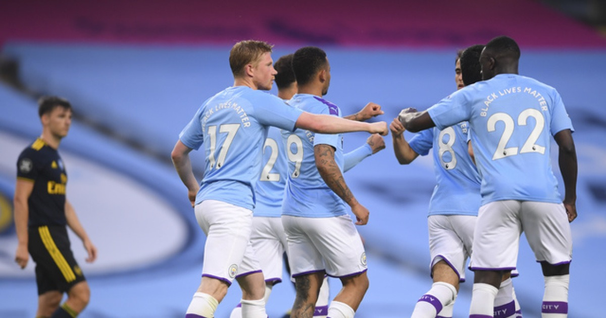 100일 만에 재개된 EPL..맨시티, 아스널에 3-0 완승