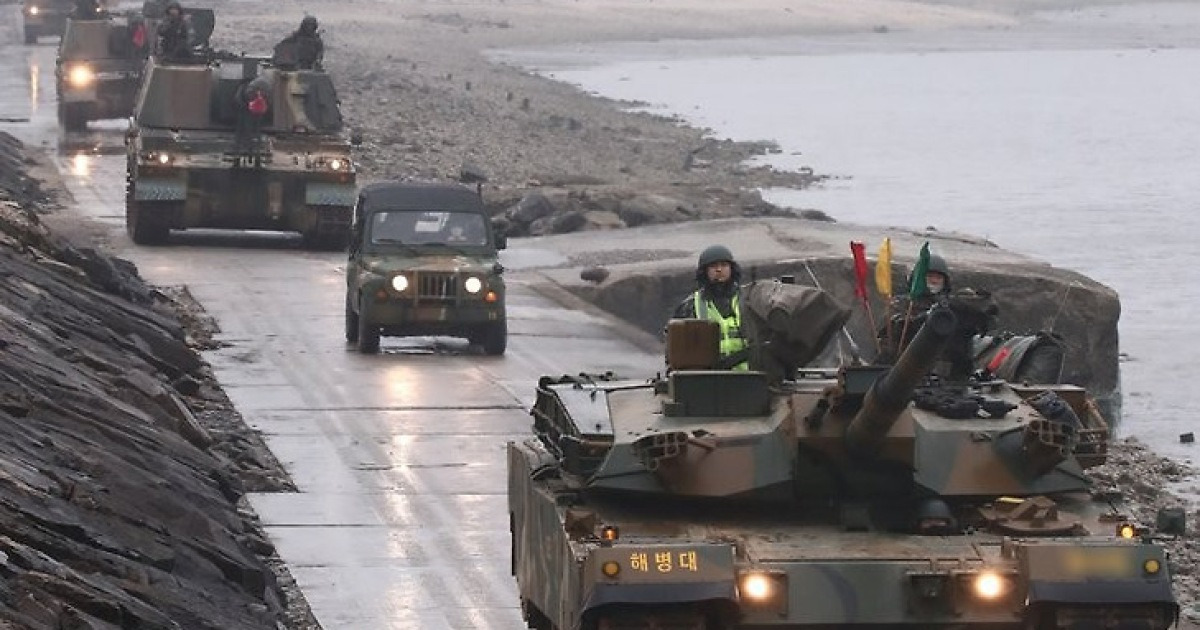 K1E1 전차-K9 자주포 훈련 기동