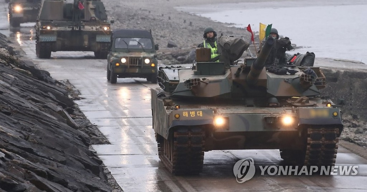 K1E1 전차-K9 자주포 훈련 기동