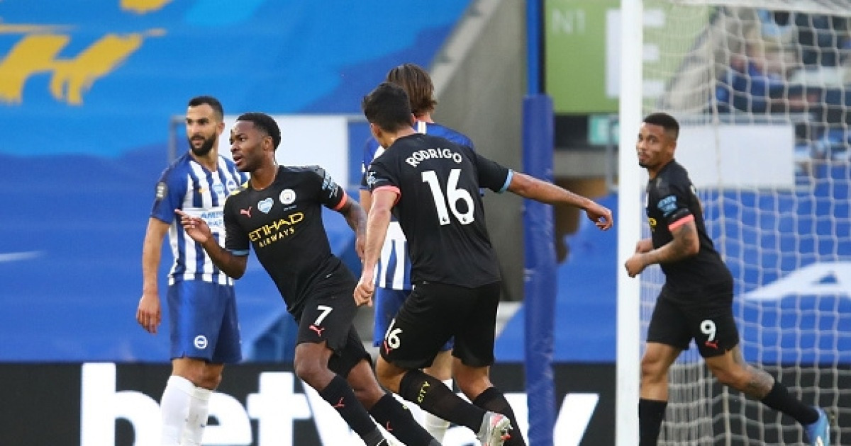 [EPL 리뷰] '스털링 해트트릭' 맨시티, 브라이튼 5-0 완파..'2G 연속 5골 폭발'