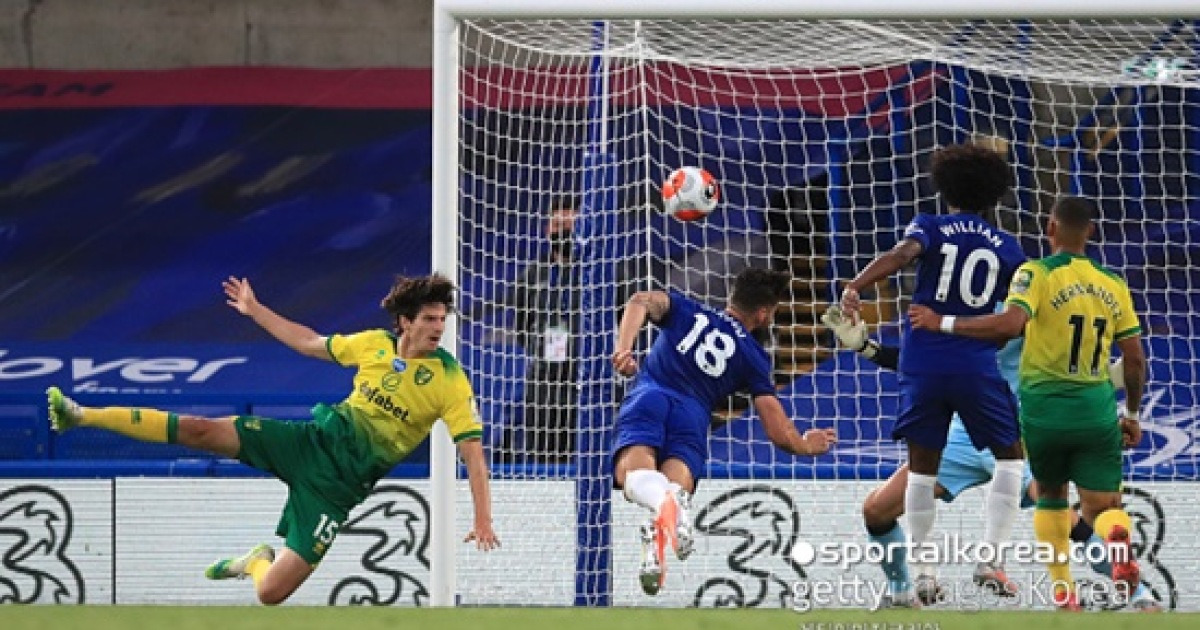 [EPL 36R] 첼시, 지루 헤딩골로 노리치시티에 1-0 승..3위 지켜