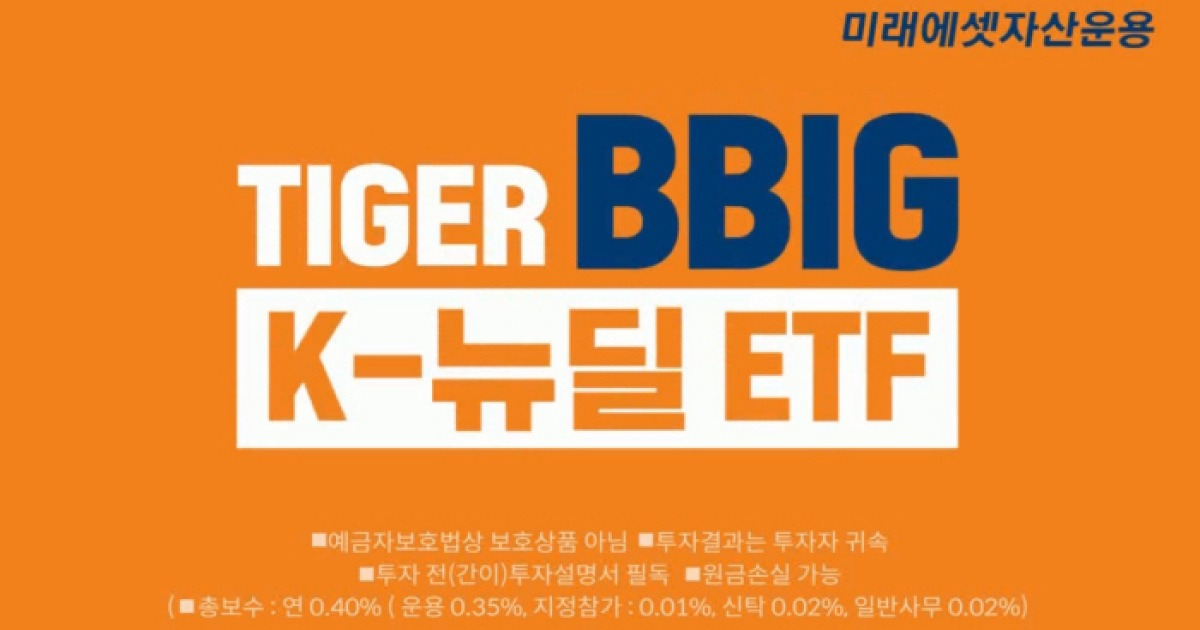 미래에셋 'TIGER KRX BBIG K-뉴딜 ETF 시리즈' 상장 첫날 성공적 안착