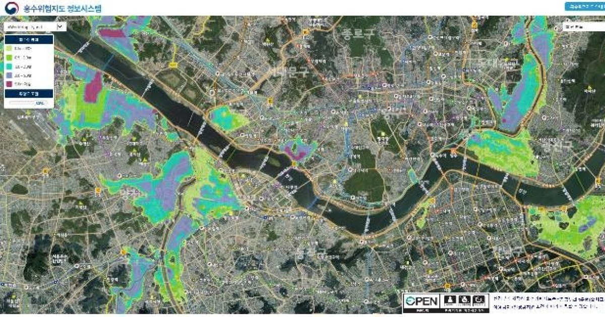 '우리 지역 홍수위험 한눈에 본다'..홍수위험지도 온라인 공개