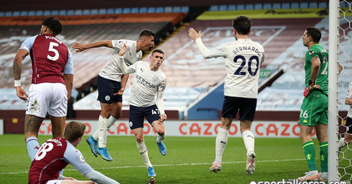 [EPL 32R] '10명vs10명' 맨시티, 애스턴 빌라에 2-1 역전승.. 우승에 성큼