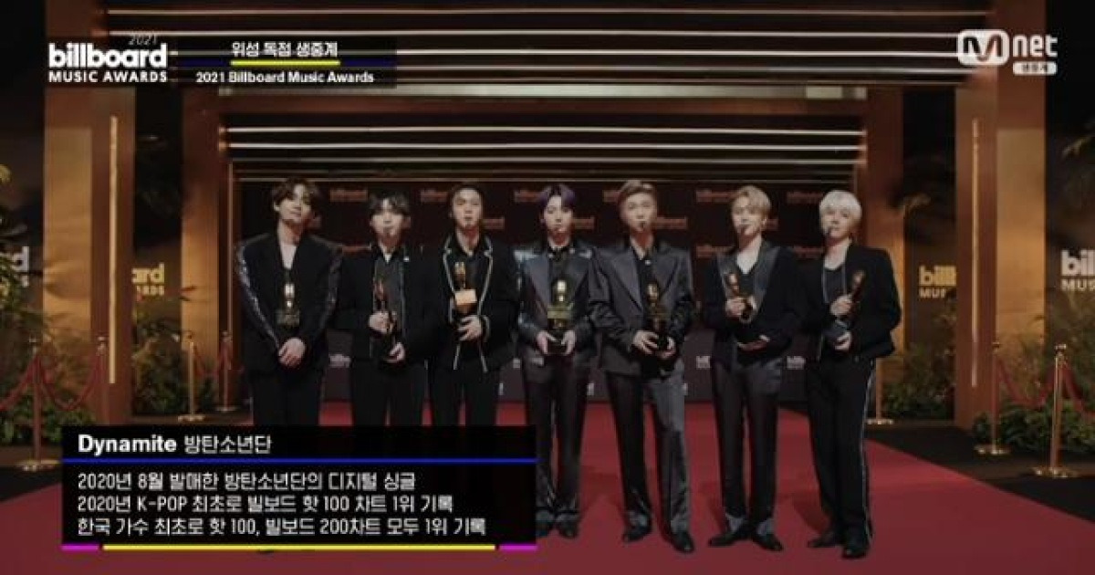 Bts 빌보드뮤직어워즈서 4관왕 톱 셀링 송 첫 수상