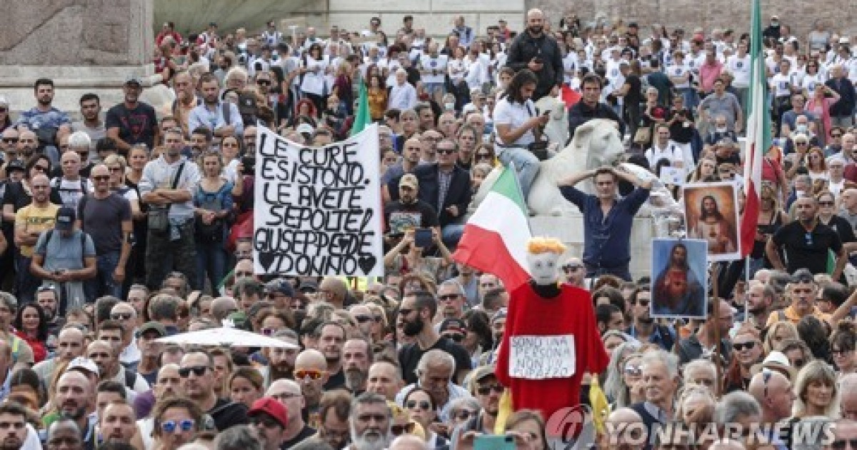 ITALY RIGHT WING PROTEST GREEN PASS