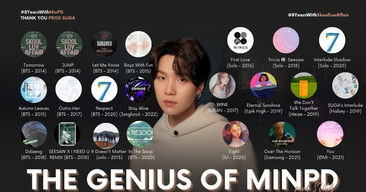 'THANK YOU PROD SUGA' 방탄소년단 슈가 프로듀서 데뷔 8주년 전 세계 팬들 축하