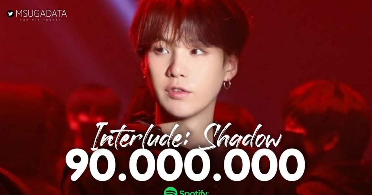 방탄소년단 슈가 'Interlude : Shadow' 스포티파이 9000만 돌파