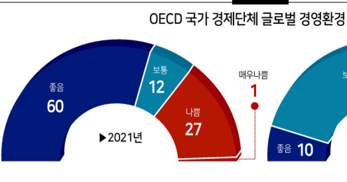 OECD국가 경영환경 긍정 전망 '60%→10%' 급감