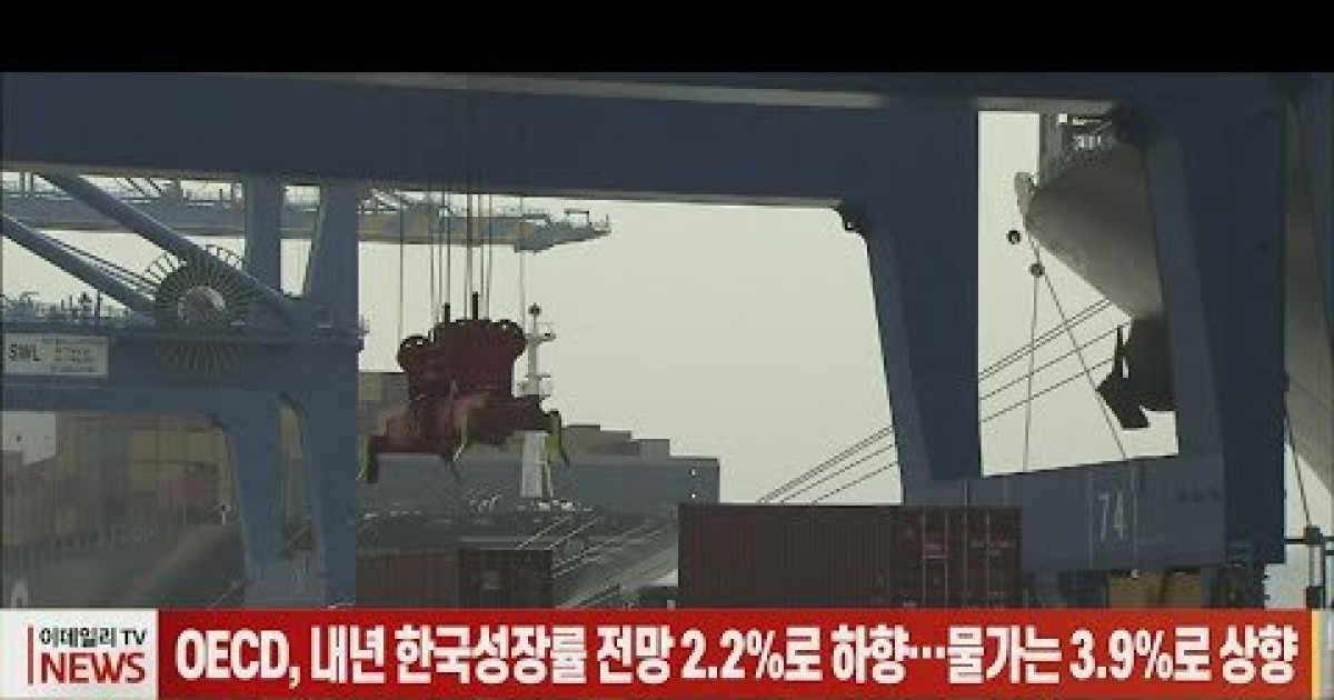 (영상)OECD, 내년 한국성장률 전망 2.2%로 하향..물가는 3.9%로 상향