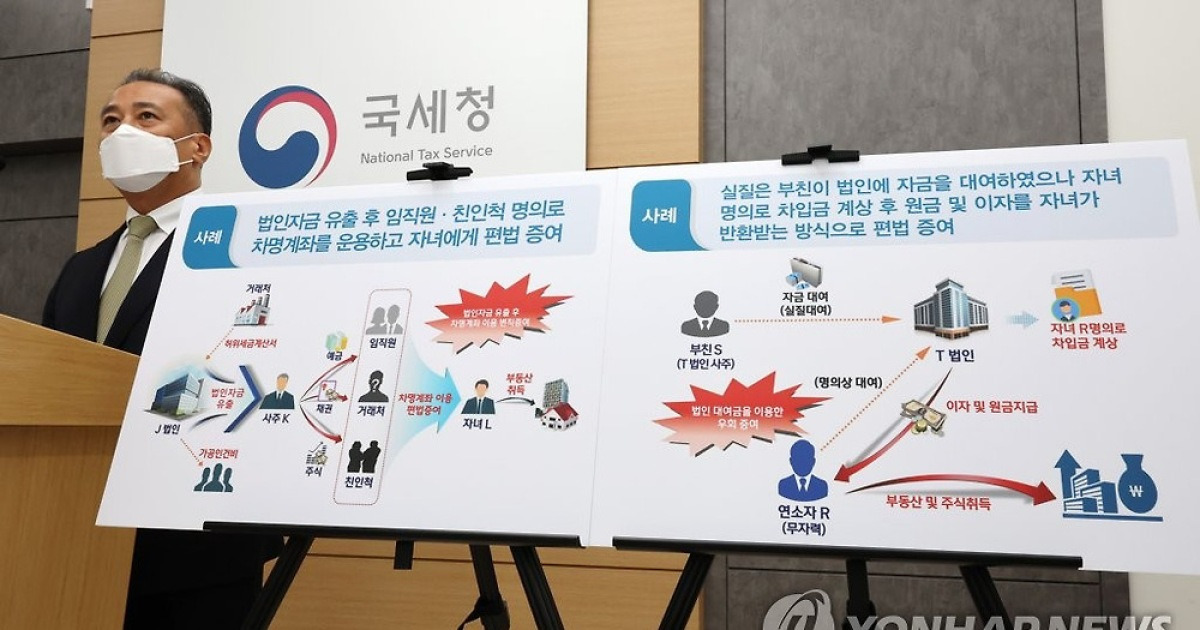국세청 직원명의 차명계좌 이용한 편법 증여 세무조사 착수