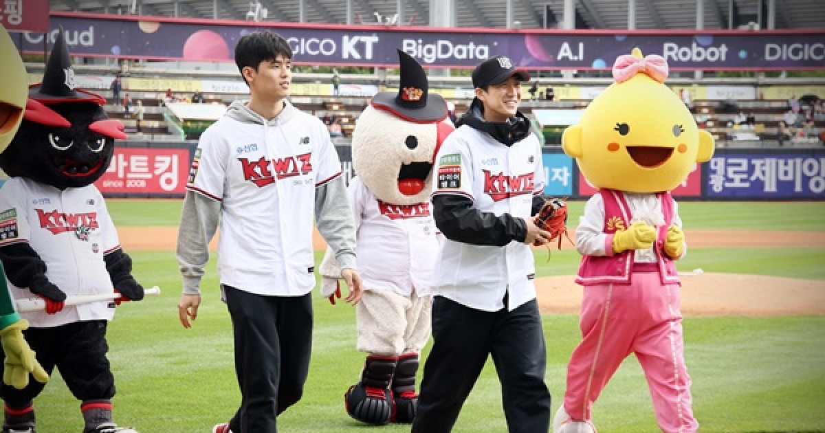 "우리의 우승 기운 전해져 KS 2연패 달성하길" kt 농구단, kt위즈파크 와 야구단에 힘줬다 [MK수원]