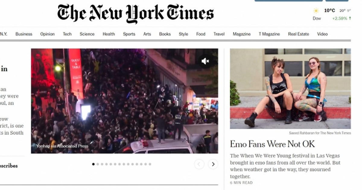 BBC·NYT도 '이태원 참사' 톱뉴스에…"한국서 벌어진 가장 끔찍한 참사"