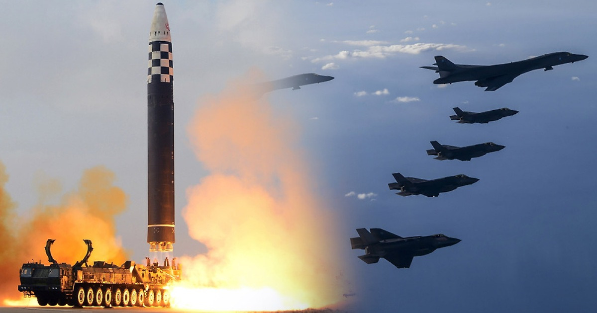 북 ICBM 발사 영상 공개…미 폭격기 B-1B 전개 대응