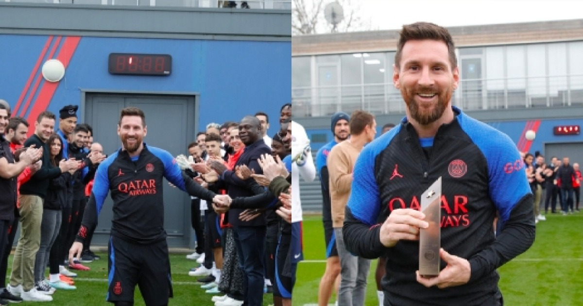 'WC 챔피언 메시님 오셨다!'...PSG의 '가드 오브 아너' 품격