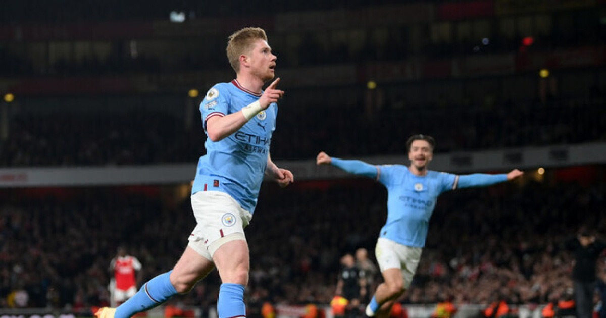 'KDB 선제골→사카 PK골' 맨시티-아스널, 1-1 균형 (전반 종료)