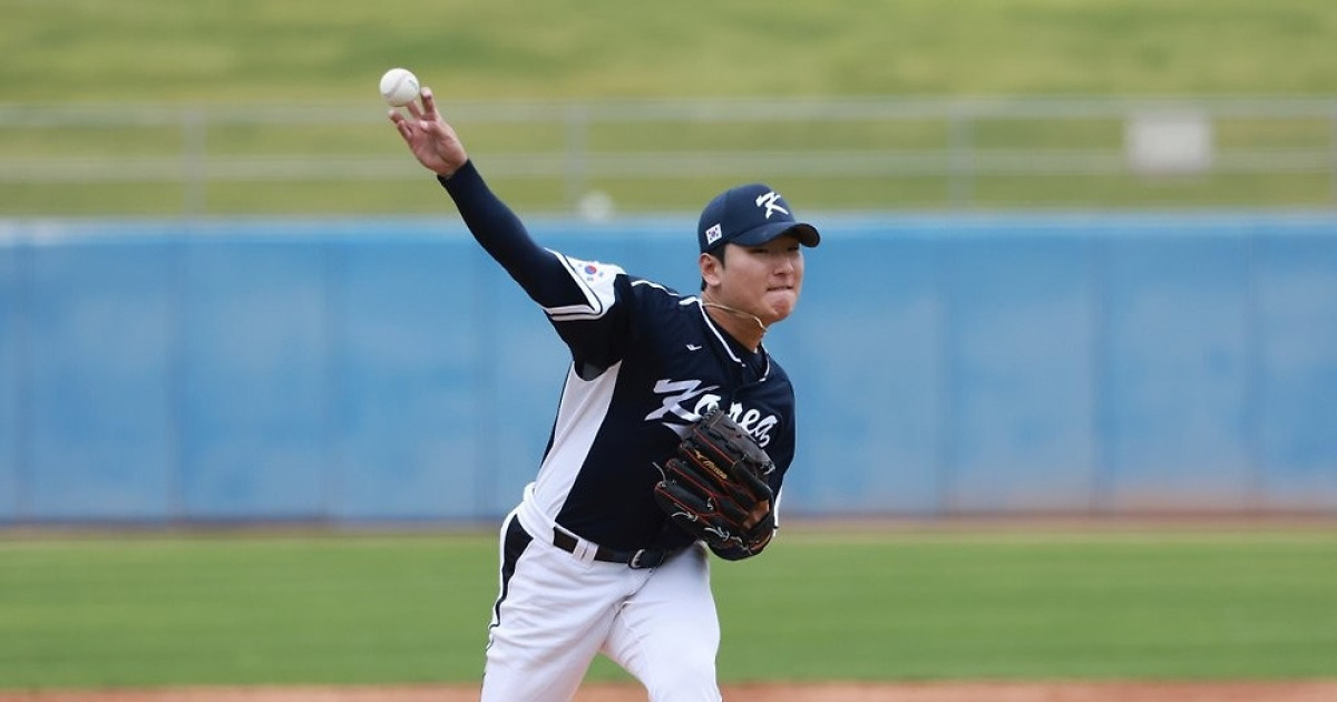 KIA 평가전, WBC 대표팀 투수 곽빈 역투