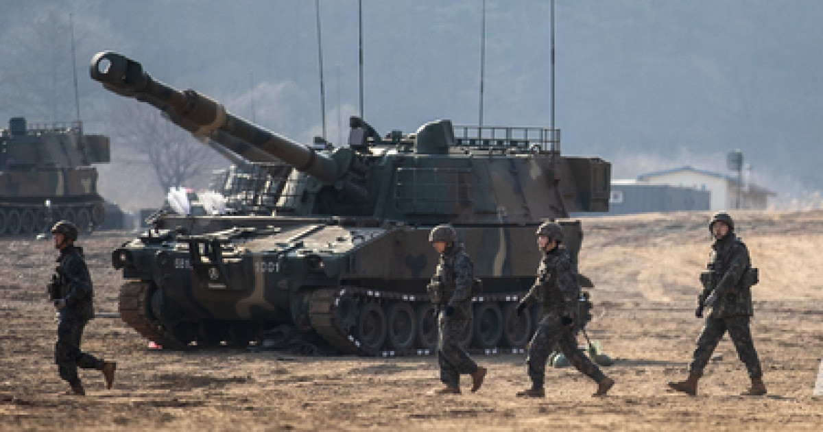 육군 17사단, '결전태세 확립' K-55A1 자주포 사격 훈련