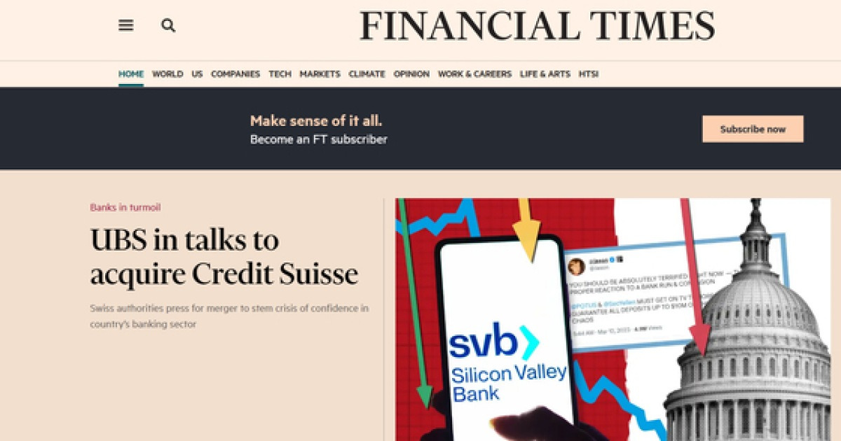 FT "스위스 UBS, 위기 겪는 크레디트스위스 인수 검토"