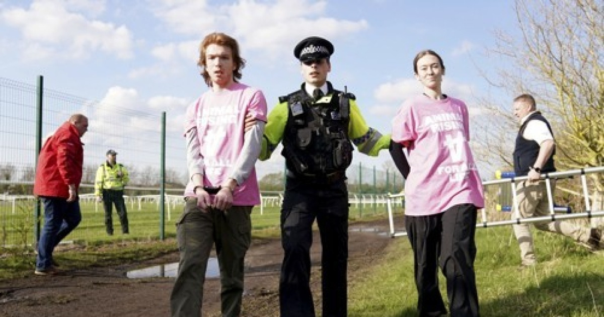 Britain Aintree Horse Racing Protest
